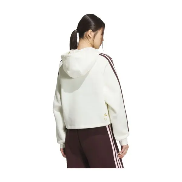 Adidas Cropped Hooded Sweatshirt With Contrast Stripes