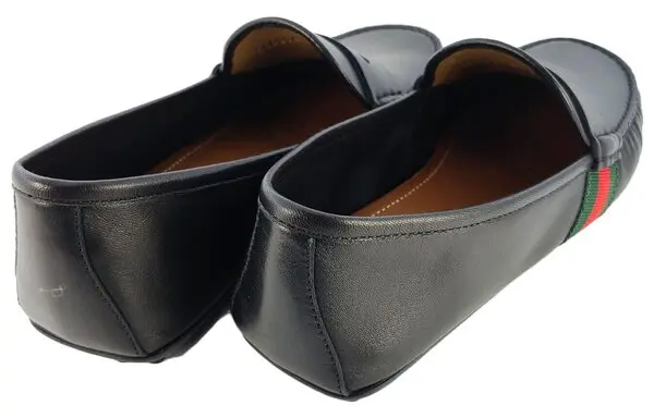 Gucci Web Accent Leather Loafers