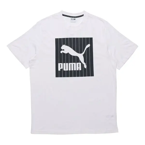 PUMA Logo Round Neck Short Sleeve - White