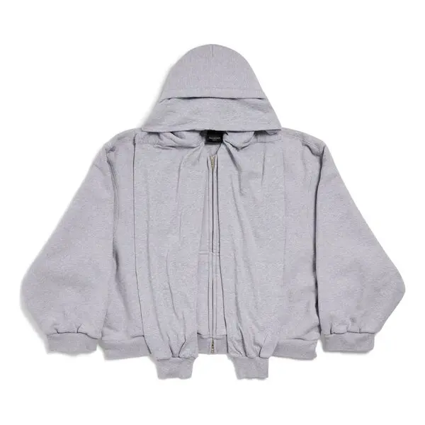 Balenciaga Incognito Boxy Zip-up Hoodie Large Fit - Grey