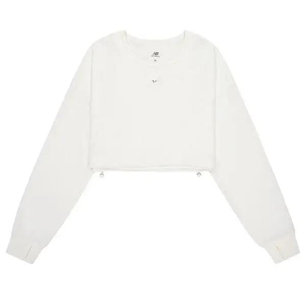 NEW BALANCE Crewneck Long Sleeve Cropped Top - Ivory