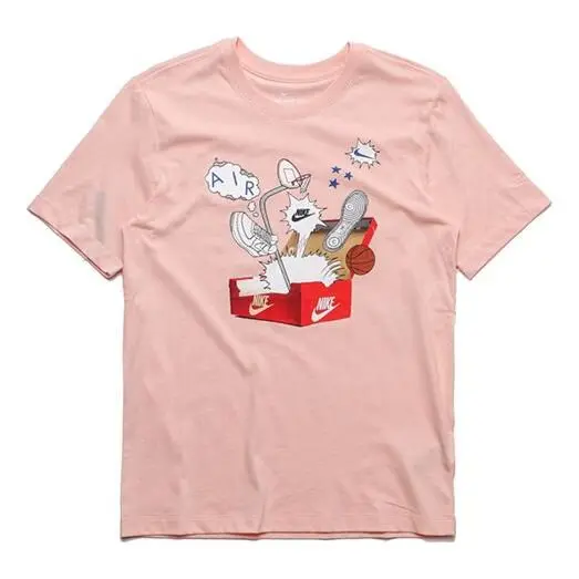 Nike As M Nsw Tee Shoe Printing Short Sleeve Coral - Red