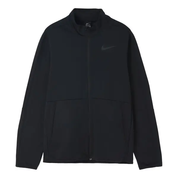 Nike Dri-fit Colorblock Stand Collar Knit Training Jacket - Black