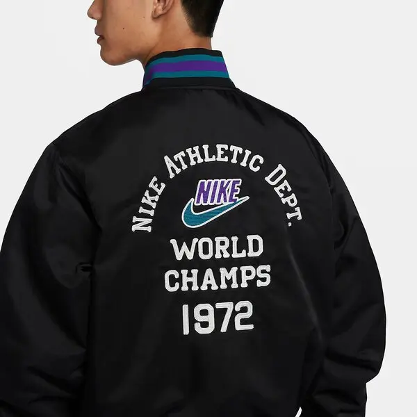 Nike Dugout Loose Satin Bomber Jacket - Black