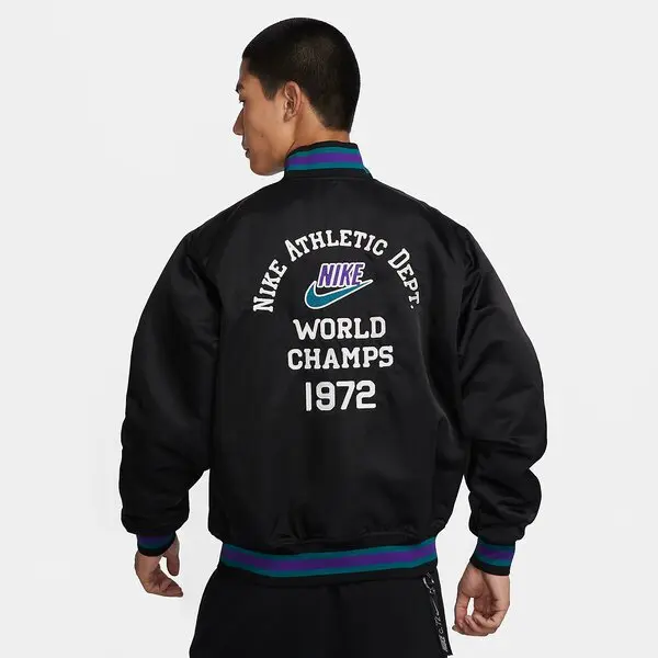 Nike Dugout Loose Satin Bomber Jacket - Black