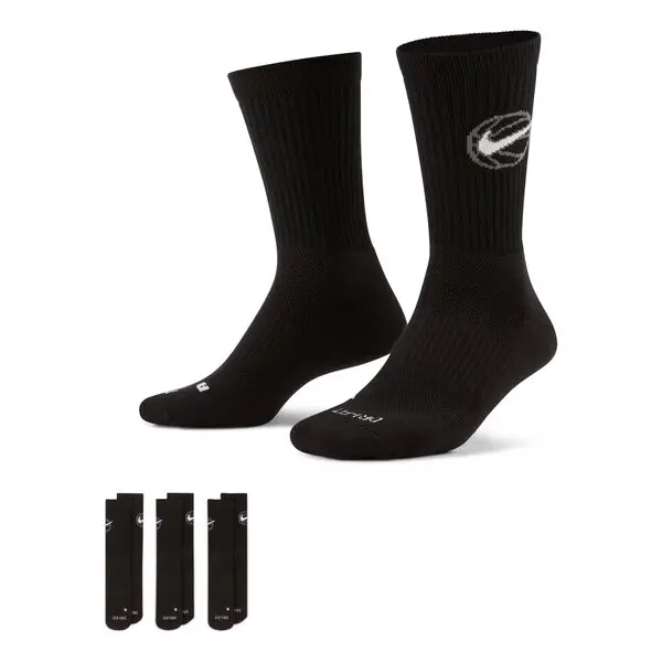 Nike Everyday Crew Sports Socks 3 Pack - Black