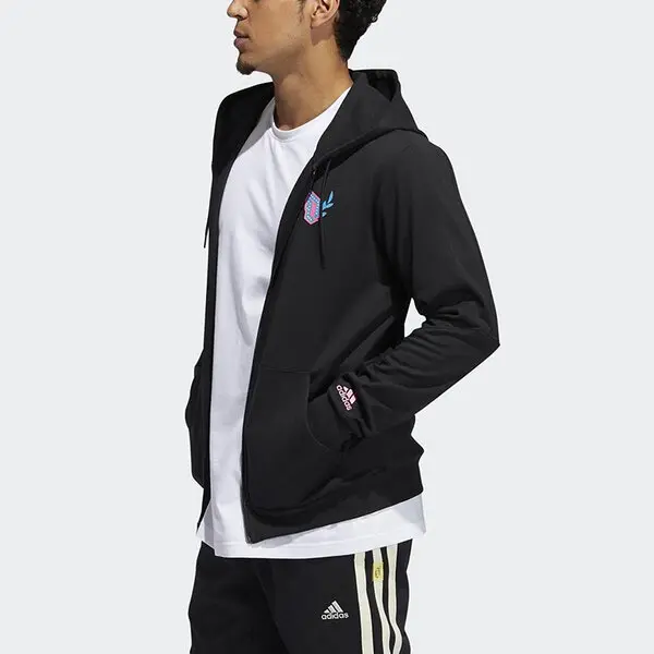 Adidas Hooded Zip-up Track Jacket With Graphic Detail