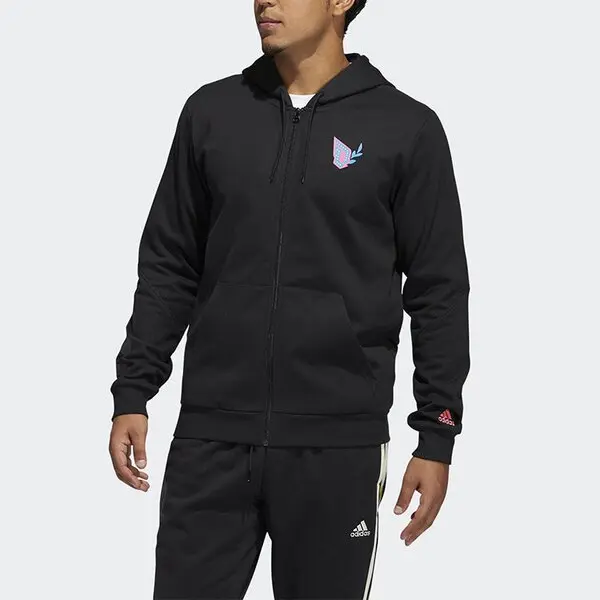 Adidas Hooded Zip-up Track Jacket With Graphic Detail