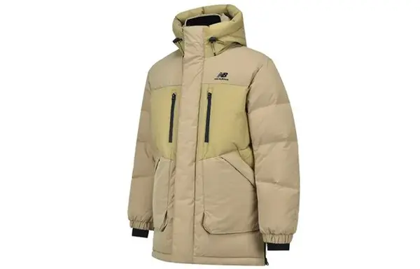 NEW BALANCE Winter Hooded Long Down Jacket - Khaki/black