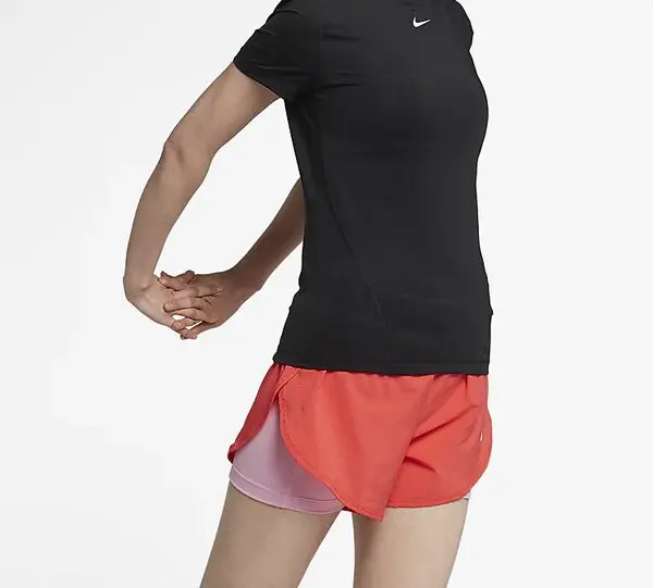 Nike Pro Mesh Dri-fit Slim Fit Breathable Quick Dry Training Short Sleeve Black T-shirt