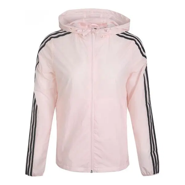 Adidas Sporty Striped Hooded Jacket - Pinkred