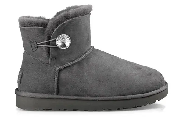 UGG Mini Bailey Button Bling Mid Tops - Grey