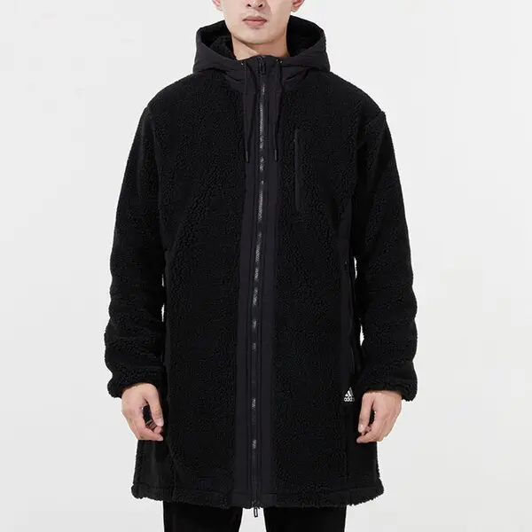 Adidas Fleece Hooded Logo Jacket