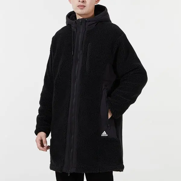 Adidas Fleece Hooded Logo Jacket