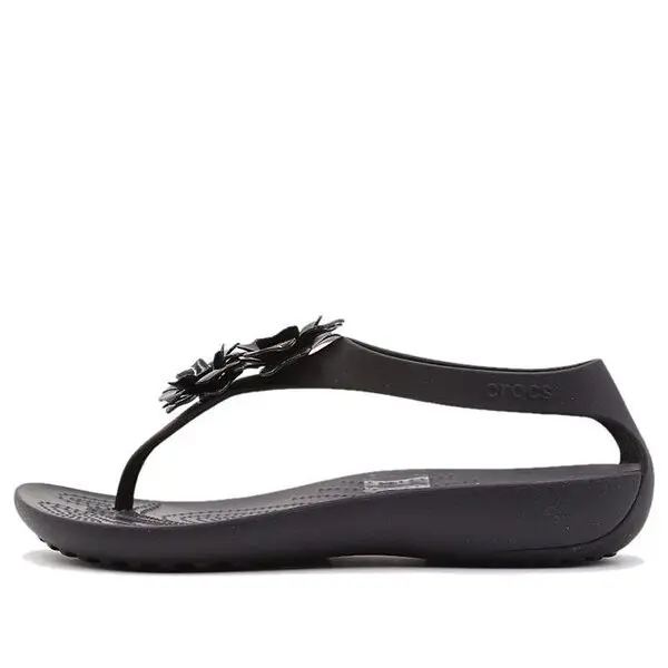 CROCS Embellished Floral Thong Sandals - Black
