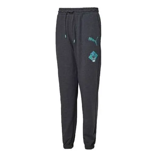 PUMA Graphic Casual Sweatpants 'black Blue - Black/blue