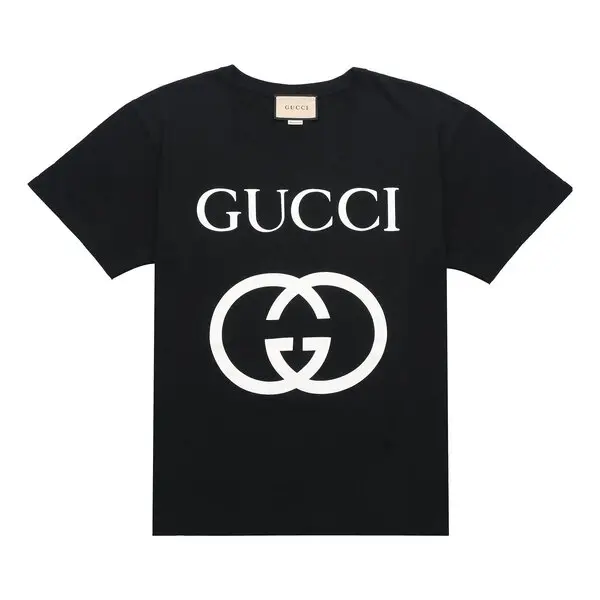 Gucci Off-white Cotton Oversize T-shirt With Interlocking G - Black