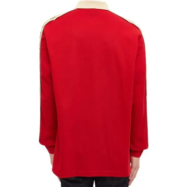 Gucci Long Sleeve Polo With Interlocking G Stripe