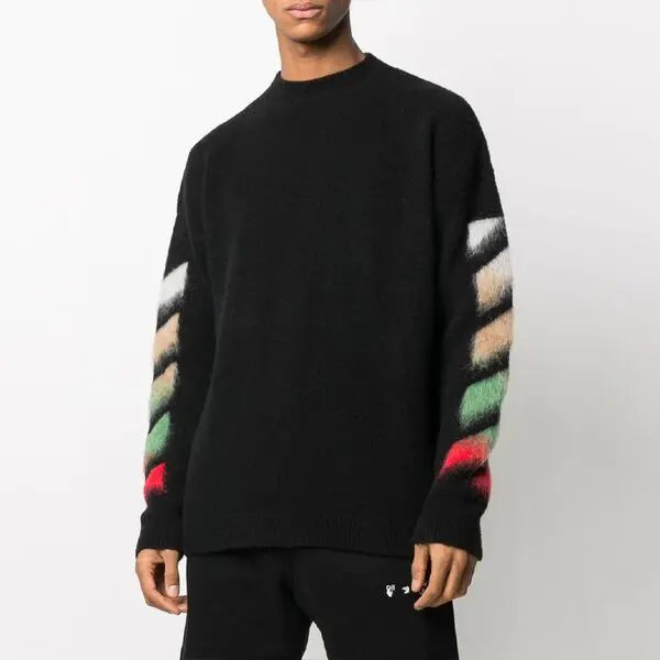 Off-White Crew Neck Sweater With Diagonal Arrows Print