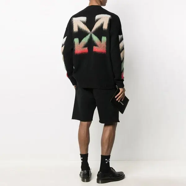 Off-White Crew Neck Sweater With Diagonal Arrows Print