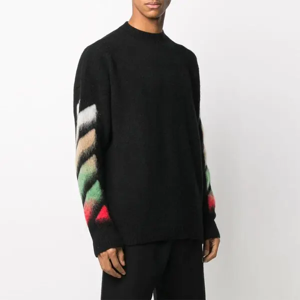 Off-White Crew Neck Sweater With Diagonal Arrows Print