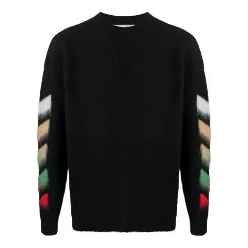 Off-White Crew Neck Sweater With Diagonal Arrows Print - Black