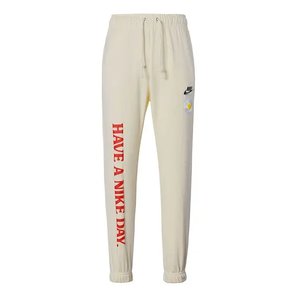 Nike Alphabet Printing Daisy Sports Pants/trousers/joggers Creamy White - Multi-color