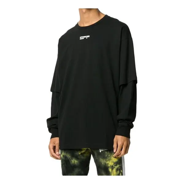 Off-White Back Mask Human Face Printing Round Neck - Black