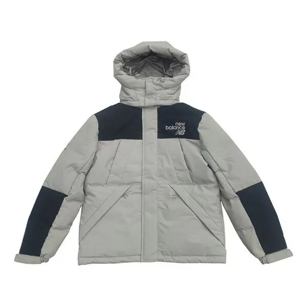 NEW BALANCE Hooded Down Jacket - Grey/black
