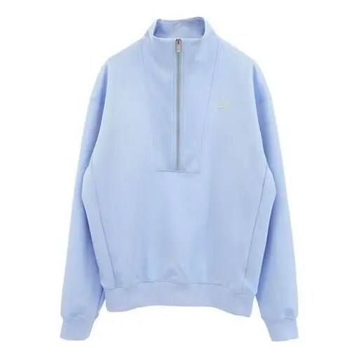Nike Back Alphabet Logo Printing Half Zipper Stand Collar Asia Edition Blue - Default Colorway