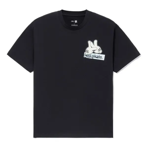 LI-NING X Og_slick Crossover Ss22 Graffiti Printing Round Neck Loose Short Sleeve - Black