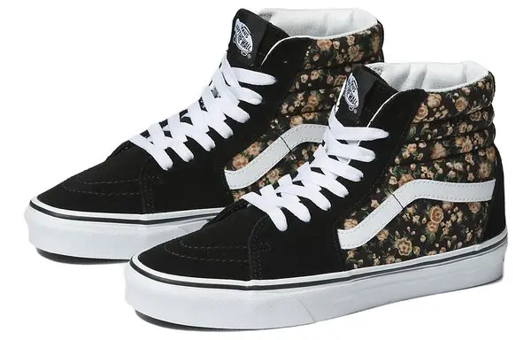 VANS Sk8-hi High Top Sneakers With Floral Print - Black/white