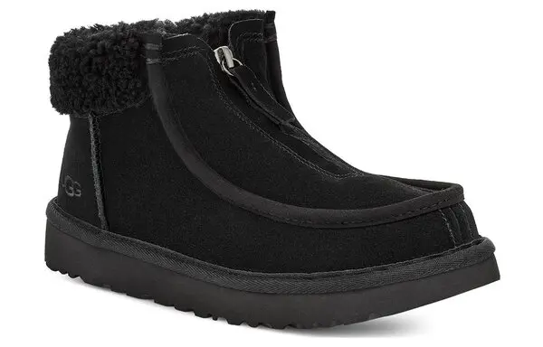 UGG Suede Fur Collar Zip Ankle Boots