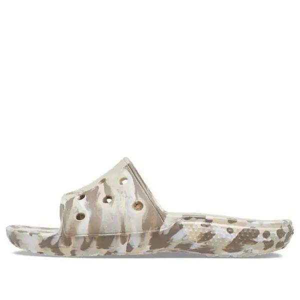 CROCS Classic Marbled Slides - White/brown