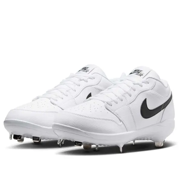 JORDAN 1 Retro Low Metal Baseball Cleats - White/white/black