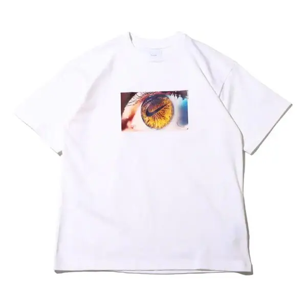 Nike Eye Pattern Logo Printing Round Neck Casual Short Sleeve White T-shirt - Default Color
