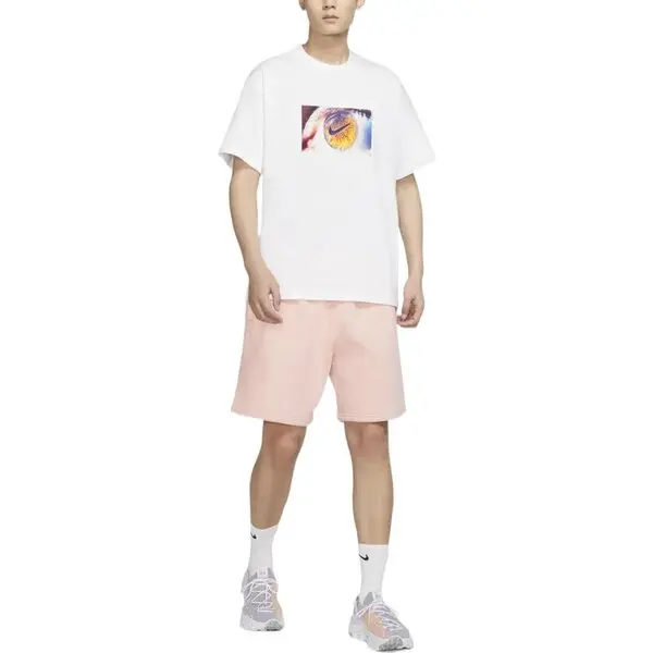 Nike Eye Pattern Logo Printing Round Neck Casual Short Sleeve White T-shirt - Default Color