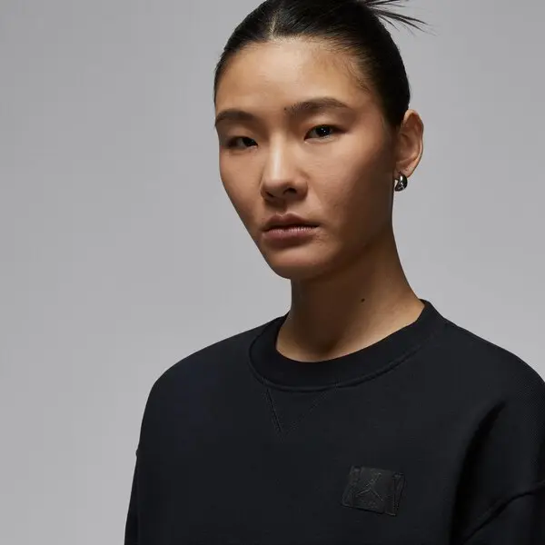 JORDAN Air Flight Fleece Crew Neck Sweatshirt - Black