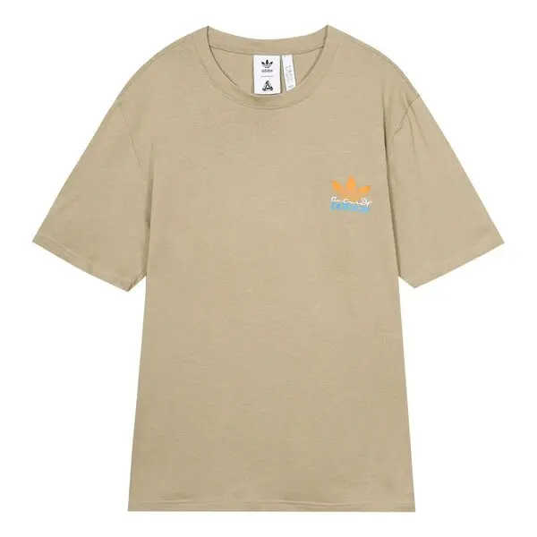 Adidas Originals X Palace Crossover Ss22 Back Logo Printing Short Sleeve Brown - Khaki