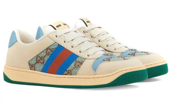 Gucci Screener Gg Logo Sneakers - Brown/blue/red