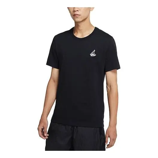 JORDAN Printing Short Sleeve Casual Embroidered Short Sleeve T-shirt - Black