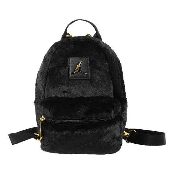 JORDAN Faux Fur Mini Backpack - Black/gold