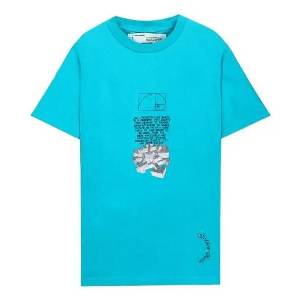 Off-White Alphabet Printing Short Sleeve Blue - Multi-color
