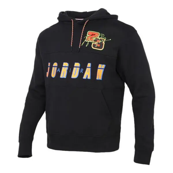 JORDAN Air Logo Print Basketball Hoodie - Black