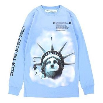 Off-White C O Virgil Abloh Liberty Crew Neck Sweater - Light Blue