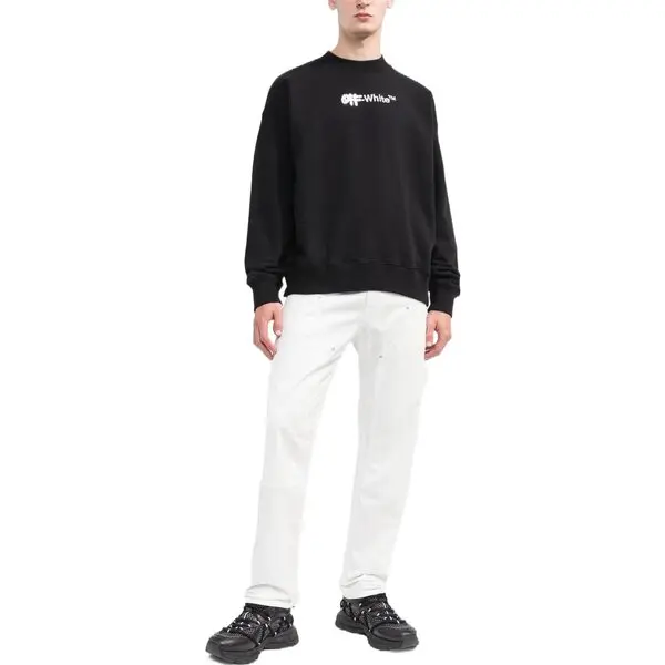 Off-White Fw22 Logo Embroidered Round Neck Long Sleeves Black