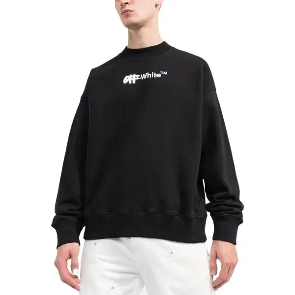 Off-White Fw22 Logo Embroidered Round Neck Long Sleeves Black