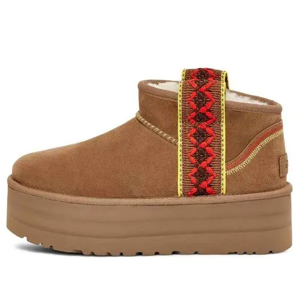 UGG Classic Ultra Mini Braid Platform Boots - Chestnut