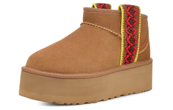 UGG Classic Ultra Mini Braid Platform Boots - Chestnut