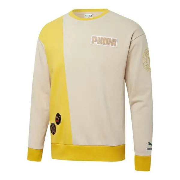 PUMA Mix Badge Long Crew Sweater - Beige